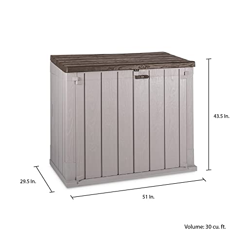 Toomax Stora Way All-Weather Outdoor Horizontal 4.25' x 2.5' Storage Shed Cabinet for Trash Cans, Garden Tools, and Yard Equipment, Taupe Gray/Brown