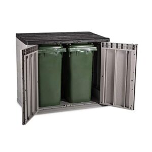 Toomax Stora Way All-Weather Outdoor Horizontal 4.25' x 2.5' Storage Shed Cabinet for Trash Cans, Garden Tools, and Yard Equipment, Taupe Gray/Brown