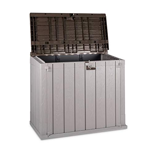 Toomax Stora Way All-Weather Outdoor Horizontal 4.25' x 2.5' Storage Shed Cabinet for Trash Cans, Garden Tools, and Yard Equipment, Taupe Gray/Brown