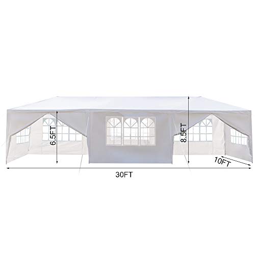 10'x30' Outdoor Party Wedding Tent Canopy Waterproof Camping Gazebo, White Outdoor Gazebo Canopy Wedding Party Tent 8 Removable Walls (US Shipping)