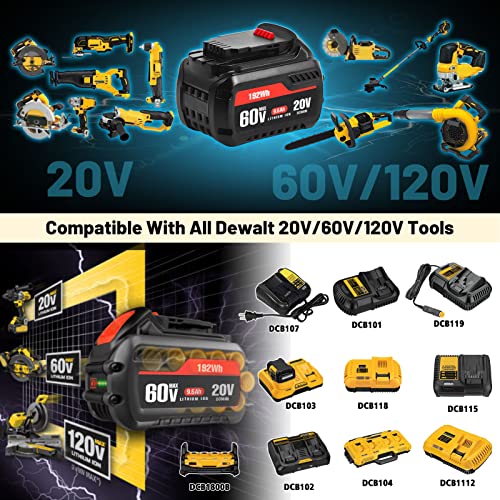 【Upgrade】 CaliHutt 20V/60V/120V MAX 9600mAh Replacement Battery for Flexvolt MAX DCB606 DCB612 DCB606-2 DCB609-2 DCB204 DCB206 Cordless Power Tools Lithium-ion Battery