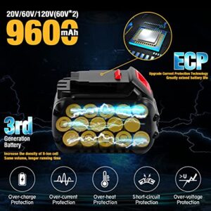 【Upgrade】 CaliHutt 20V/60V/120V MAX 9600mAh Replacement Battery for Flexvolt MAX DCB606 DCB612 DCB606-2 DCB609-2 DCB204 DCB206 Cordless Power Tools Lithium-ion Battery