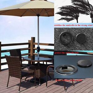 TUNAMAQU 2" Umbrella Hole Ring Plug Set, Table hole cover, for Tempered Glass Outdoors Patio Table (Pack of 2, Black) …