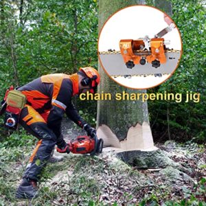 Latest Version Chainsaw Sharpening Jig, Chain Saw Sharpener Tool with 3Pcs Hard Tungsten Sharpening Burr, Universal Chain Saw Chain Sharpening Jig Kit for 4"-22" Kinds of Chain Saws and Electric Saws