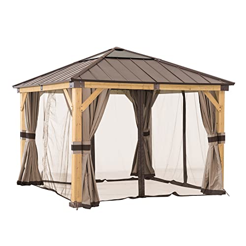 Sunjoy Universal Curtains and Mosquito Netting for 11×11 ft. Wood Gazebos,Khaki