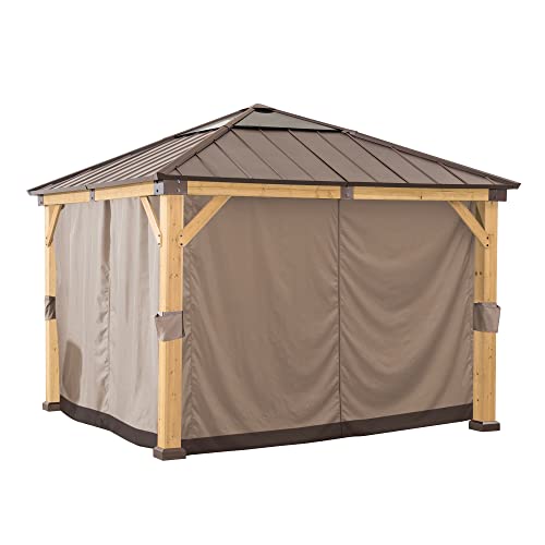 Sunjoy Universal Curtains and Mosquito Netting for 11×11 ft. Wood Gazebos,Khaki