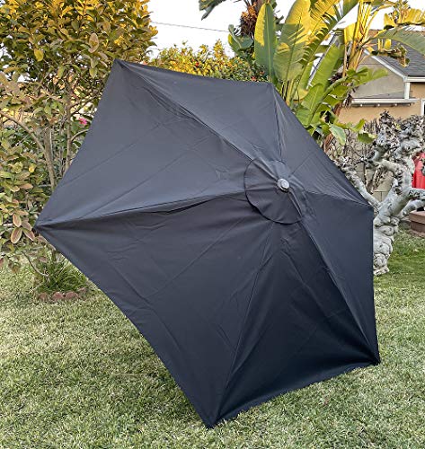 BELLRINO Replacement * BLACK * Umbrella Canopy for 9 ft 6 Ribs (Canopy Only) (BLACK-96)