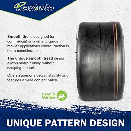 MaxAuto 13X6.50-6 Tires, 13X6.50X6 Lawn Mower Tires, 13-6.50-6 Smooth Turf Tires, 13X6.5-6 Tractor Tire, 4PR Tubeless, Set of 2