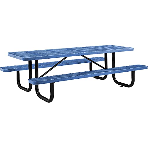 Global Industrial 8' Rectangular Picnic Table, Perforated, Blue (96" Long)