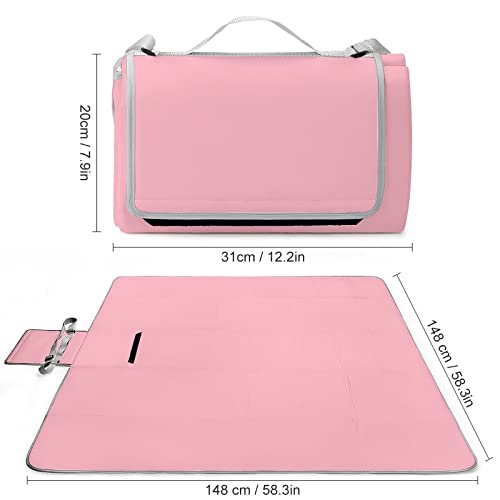 Customized Personalized Large Picnic Blanket Waterproof, Custom Beach Handy Mat Portable, Customizable Photo Text Camping Mat for Outdoor, Beach, Camping LightPink 58.3 x 58.3 inch