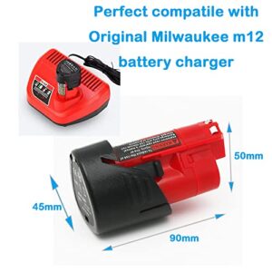 CELL9102 4 Pack 3.0Ah Replacement 12V Battery Compatible with Milwaukee M12 Battery 48-11-2411 48-11-2420 48-11-2401 48-11-2402 48-11-2401, for Milwaukee 12V M12 Red Lithium Cordless Tools