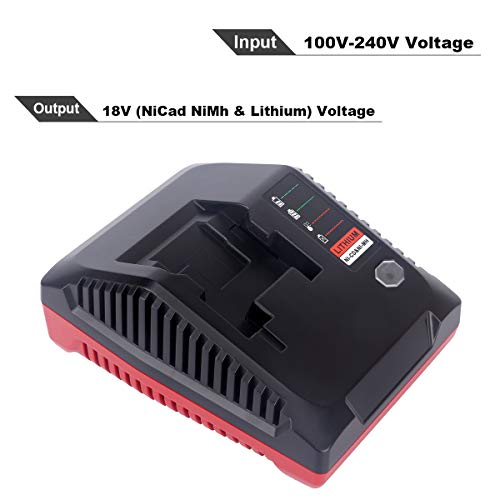 Lasica 18V 3.0A Fast Battery Charger PCXMVC Replacement for Porter-Cable 18-Volt PC18B NiCd, NiMh & Lithium Cordless Tool Battery Packs PC18BL PC18BLEX Compatible with Porter Cable 18V Charger PCMVC