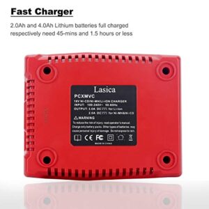 Lasica 18V 3.0A Fast Battery Charger PCXMVC Replacement for Porter-Cable 18-Volt PC18B NiCd, NiMh & Lithium Cordless Tool Battery Packs PC18BL PC18BLEX Compatible with Porter Cable 18V Charger PCMVC