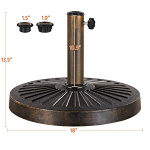 Topeakmart 30lbs Round Umbrella Base 18'' Heavy Duty Outdoor Umbrella Stand for Patio, Outdoor, Garden, Lawn - Bronze