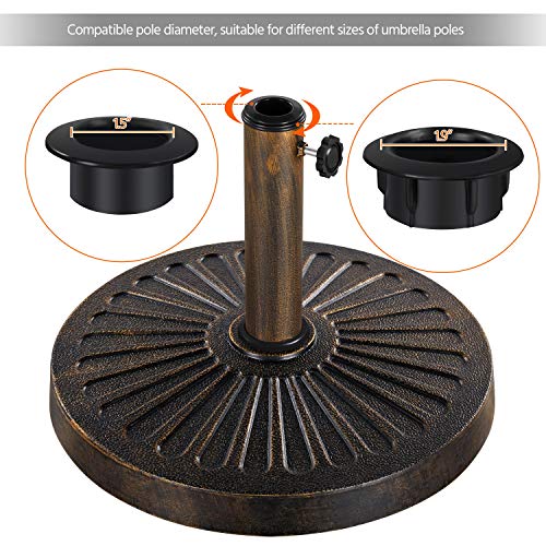 Topeakmart 30lbs Round Umbrella Base 18'' Heavy Duty Outdoor Umbrella Stand for Patio, Outdoor, Garden, Lawn - Bronze