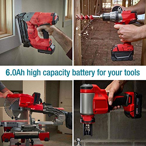 Upgraded 6.0Ah 18V Replacement Battery - Compatible with Milwaukee M 18 48-11-1852 18V Lithium XC Cordless Power Tools & Charger for Milwaukee M12 M14 M 18 Li-ion Battery