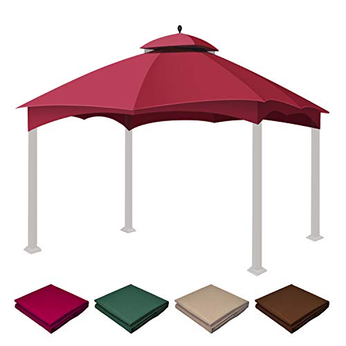 Flexzion 10x12 Canopy Replacement Top - Gazebo Cover for Lowe's Home Depot Allen and Roth Gazebo Replacement Parts - UV UPF 50+ Cover for Canopies, Garden, Patio, Yard Tent, Red