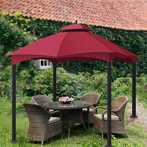 Flexzion 10x12 Canopy Replacement Top - Gazebo Cover for Lowe's Home Depot Allen and Roth Gazebo Replacement Parts - UV UPF 50+ Cover for Canopies, Garden, Patio, Yard Tent, Red