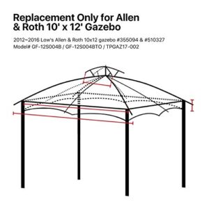 Flexzion 10x12 Canopy Replacement Top - Gazebo Cover for Lowe's Home Depot Allen and Roth Gazebo Replacement Parts - UV UPF 50+ Cover for Canopies, Garden, Patio, Yard Tent, Red