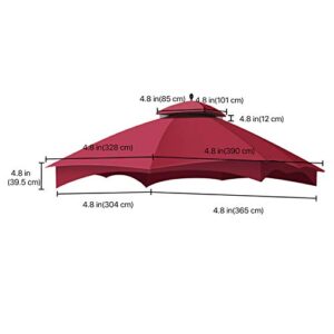 Flexzion 10x12 Canopy Replacement Top - Gazebo Cover for Lowe's Home Depot Allen and Roth Gazebo Replacement Parts - UV UPF 50+ Cover for Canopies, Garden, Patio, Yard Tent, Red