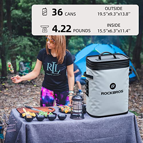 ROCKBROS Backpack Cooler Leak-Proof Soft Sided Cooler Waterproof Insulated Backpack Cooler Bag 36 Can Soft Cooler for Camping Fishing Party Outdoor Adventure Picnic