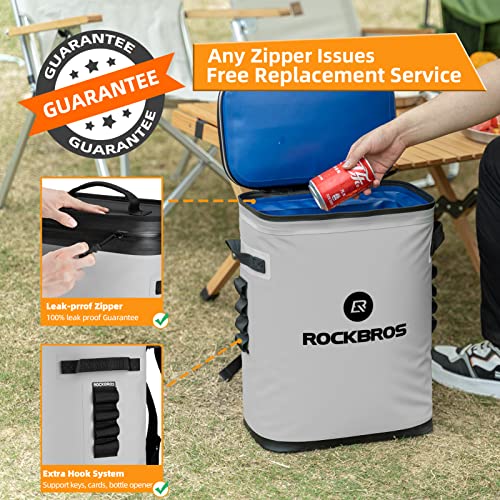 ROCKBROS Backpack Cooler Leak-Proof Soft Sided Cooler Waterproof Insulated Backpack Cooler Bag 36 Can Soft Cooler for Camping Fishing Party Outdoor Adventure Picnic