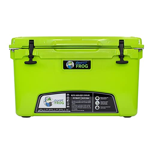 Frosted Frog Original Green 45 Quart Ice Chest Heavy Duty High Performance Roto-Molded Commercial Grade Insulated Cooler