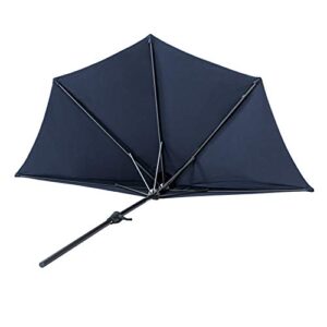 FLAME&SHADE 9 ft Half Round Outdoor Market Patio Table Umbrella with Tilt for Wall Balcony, Navy Blue