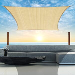 kamea kenna 8′ x 12′ beige rectangle sun shade sail outdoor canopy uv block awning custom size accepted