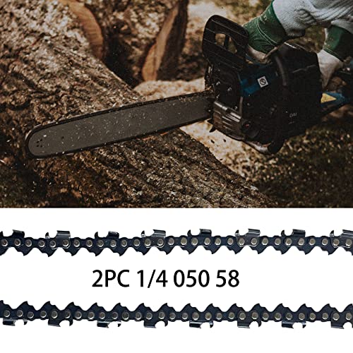 Opuladuo 2PC 10-inch Replacement Chain for Greenworks PS80L210, PS80L00, PS60L210, PS60L00 Pole Saw - 1/4" - .050" - 58 DL