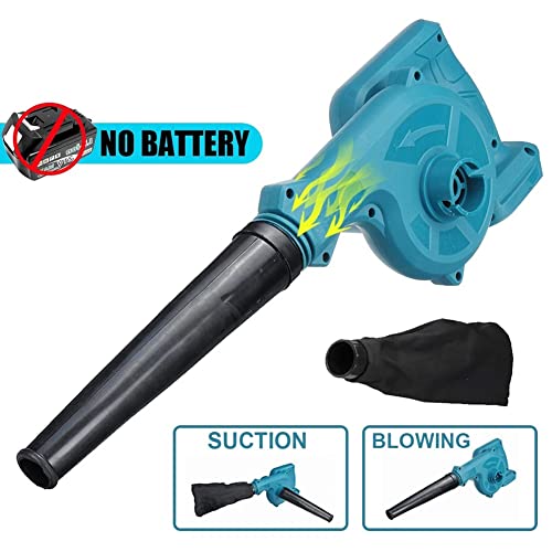 Cordless Leaf Blower, Electric Air Blower and Suction Handheld Leaf Dust Collector for Makita Electric Handheld Leaf Blower for Blowing Leaves Dust, Snow in Patio, Garden,with Dust Bag