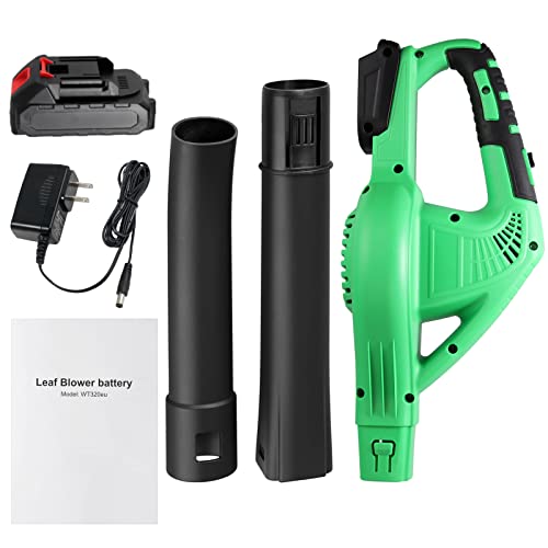 21V Cordless Leaf Blower, GARLLEN Electric Leaf Blower, Variable-Speed Lightweight Leaf Blower with 2.0Ah Battery, Fast Charger and 2 Section Tubes, for Patio, Yard, Leaf/Dust Blowing