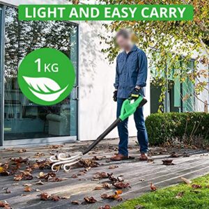 21V Cordless Leaf Blower, GARLLEN Electric Leaf Blower, Variable-Speed Lightweight Leaf Blower with 2.0Ah Battery, Fast Charger and 2 Section Tubes, for Patio, Yard, Leaf/Dust Blowing