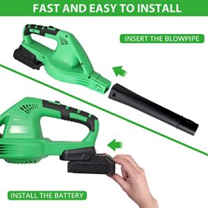 21V Cordless Leaf Blower, GARLLEN Electric Leaf Blower, Variable-Speed Lightweight Leaf Blower with 2.0Ah Battery, Fast Charger and 2 Section Tubes, for Patio, Yard, Leaf/Dust Blowing