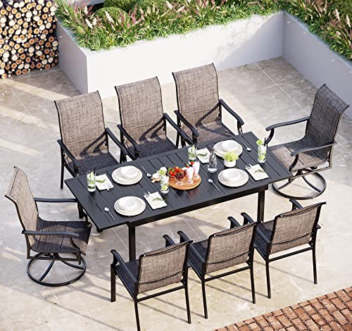 Sophia & William Patio Dining Set 9 Pieces Patio Furniture Set 8 x Patio Dining Chairs Quick Dry Textilene High Back Support 350lbs and Expandable 6-8 Person Dining Table Patio Set for Lawn Garden