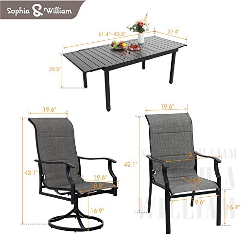 Sophia & William Patio Dining Set 9 Pieces Patio Furniture Set 8 x Patio Dining Chairs Quick Dry Textilene High Back Support 350lbs and Expandable 6-8 Person Dining Table Patio Set for Lawn Garden