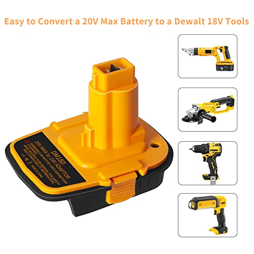 awokee Battery Adapter DM18D with USB,Compatible with Dewalt 18V Tools.Convert for DeWalt 20V & for Milwaukee M18 Lithium Battery to NiCad & NiMh Battery Tools