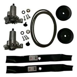 mr mower parts deck rebuild kit for craftsman poulan husqvarna included 2 heavy duty spindles 130794, 2 mulcher blades 134149, 2 pulleys 173436, deck belt 144959 95″