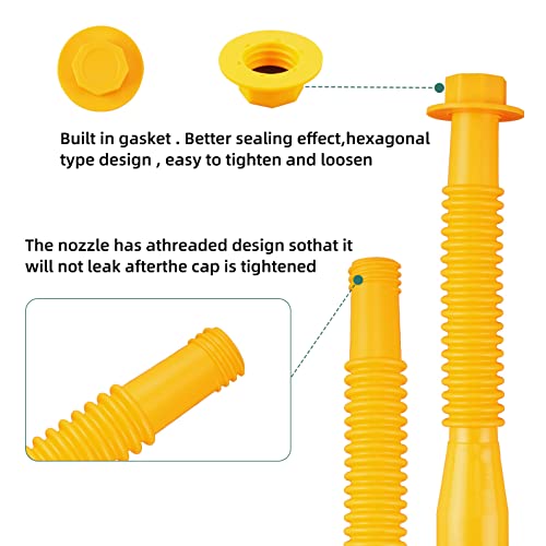 Jimtyee Gas Can Spout Replacement,Gas Can Nozzle (3Kit-Yellow) Fit for 1/2/5/10 Gal Oil Cans, with 6 Screw Collar Caps,Gas Can Vent Caps, Spout Cover, Base Caps, Drill, Thick Rubber pad