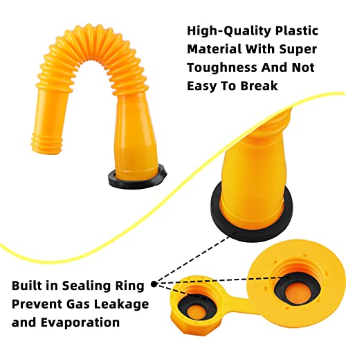 Jimtyee Gas Can Spout Replacement,Gas Can Nozzle (3Kit-Yellow) Fit for 1/2/5/10 Gal Oil Cans, with 6 Screw Collar Caps,Gas Can Vent Caps, Spout Cover, Base Caps, Drill, Thick Rubber pad