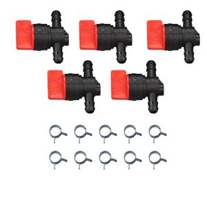 milttor 5 packs 698183 inline fuel shutoff valve straight 1/4″ fuel valve with spring clip for 494768 493960 lawn mower am107340 am36141