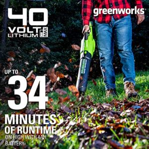 GreenWorks 40V (550 CFM / 130 MPH) Brushless Axial Leaf Blower 4Ah USB Battery and Charger with Gutter Cleaning Kit