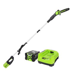 greenworks pro 80v 10 inch brushless cordless polesaw, 2ah battery and charger included ps80l210