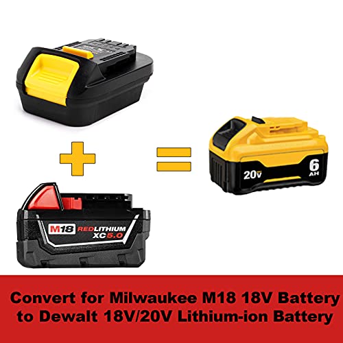 Ecarke Upgraded MIL18DL Battery Adapter for Milwaukee M18 18v Lithium Battery to DeWalt 18/20v Lithium Tool Battery Adapter