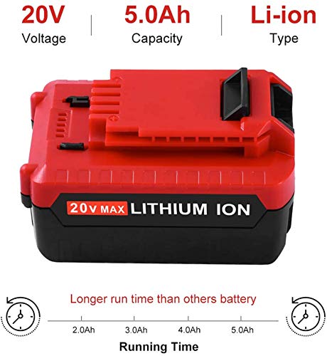 20V MAX 5.0Ah Lithium Replacement Battery Compatible with Porter Cable 20V Battery PCC680L PCC682L PCC685L Cordless Tools