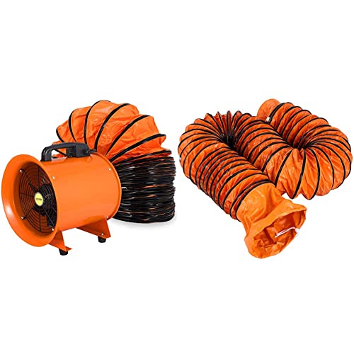 VEVOR Utility Blower Fan, 12 Inches, High Velocity Ventilator, (12 Inches Blower Fan with Duct) & Mophorn 32ft Duct Hosing PVC Flexible Ducting Hose