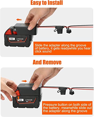 Power Wheels Battery Adapter Compatible with Milwaukee M-18 Battery 1pack, Great Power Convertor for Robotics, RC Toys and Work Lights