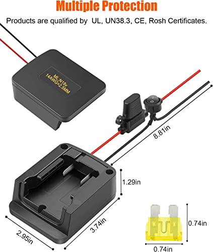 Power Wheels Battery Adapter Compatible with Milwaukee M-18 Battery 1pack, Great Power Convertor for Robotics, RC Toys and Work Lights