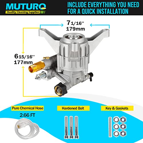 MUTURQ Vertical Pressure Washer Pump 7/8" Shaft, 2600-3000 PSI, 2.5GPM, OEM Replacement Power Washer Pump Kit, fit 308653052 308653006 308653025, Rear Outlet