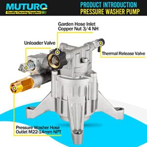 MUTURQ Vertical Pressure Washer Pump 7/8" Shaft, 2600-3000 PSI, 2.5GPM, OEM Replacement Power Washer Pump Kit, fit 308653052 308653006 308653025, Rear Outlet